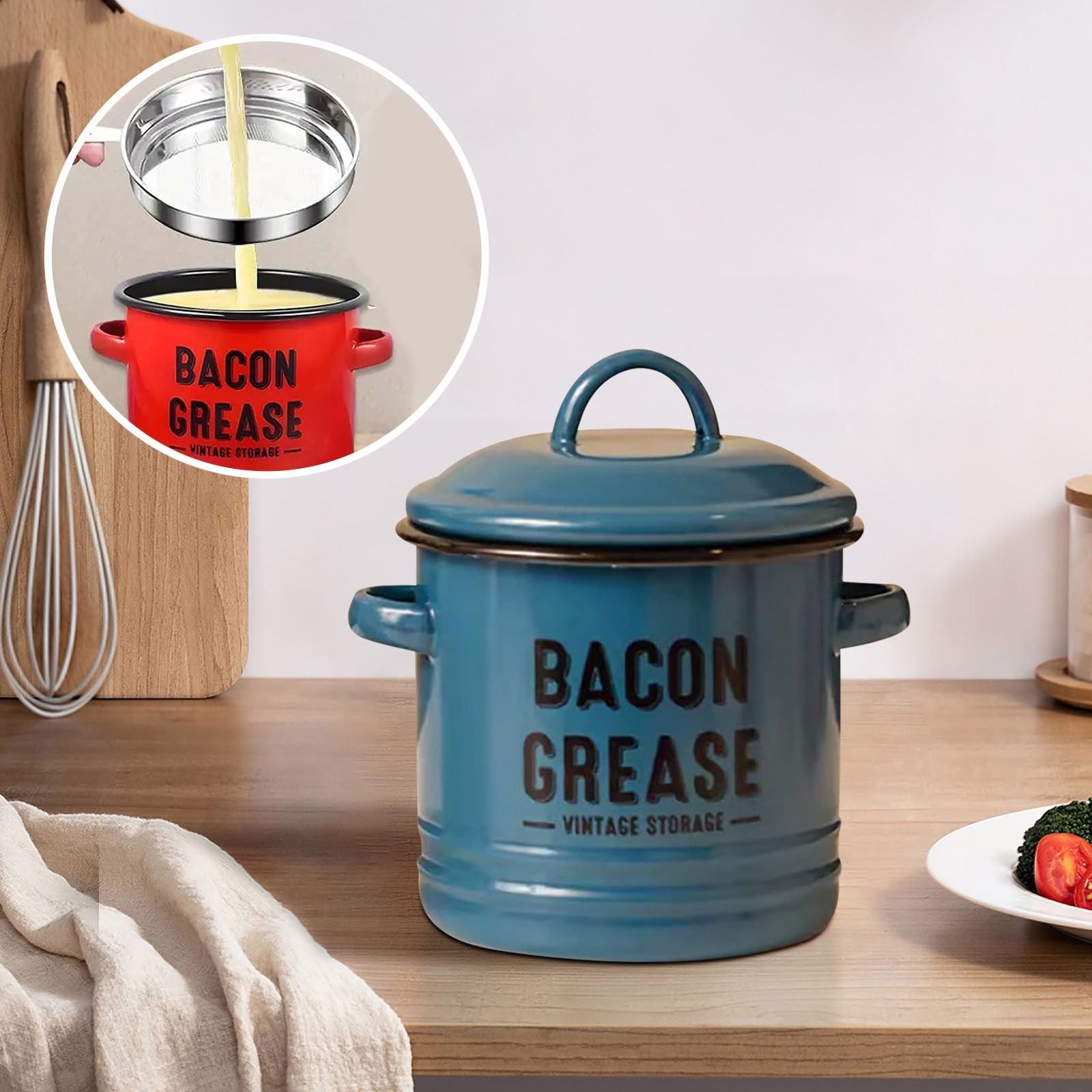 Fufafayo under $5 Enamel Storage Canister, Enamel Pot, Vintage Storage ...