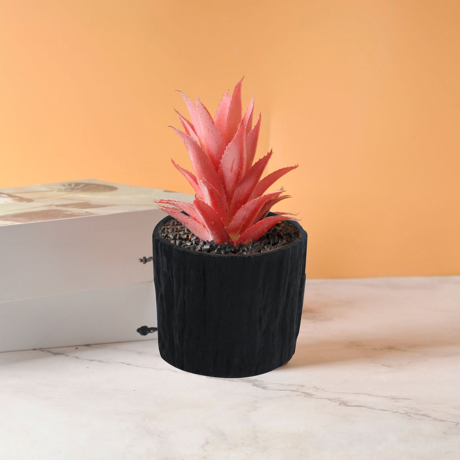 Fufafayo under $5 Rustic Imitated Wood Bark Flower Pots Durable Resin ...