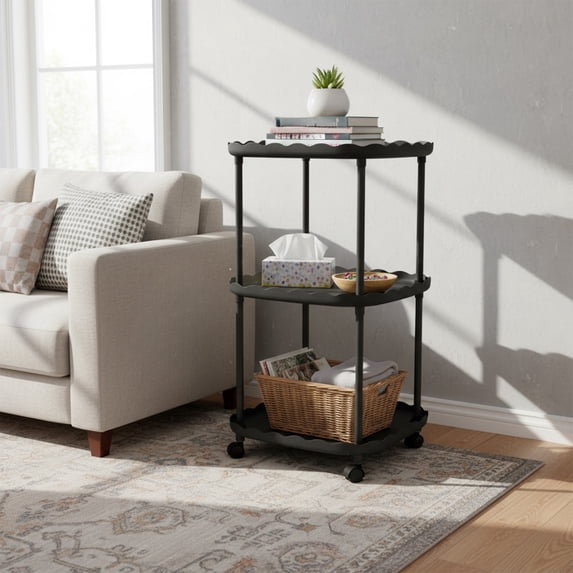 Fufafayo under $5 Side Table with Wheels, 3 Tier End Table Living Room ...