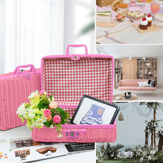 Fufafayo Storage Box, Imitation Rattan Storage Box, Retro Portable ...