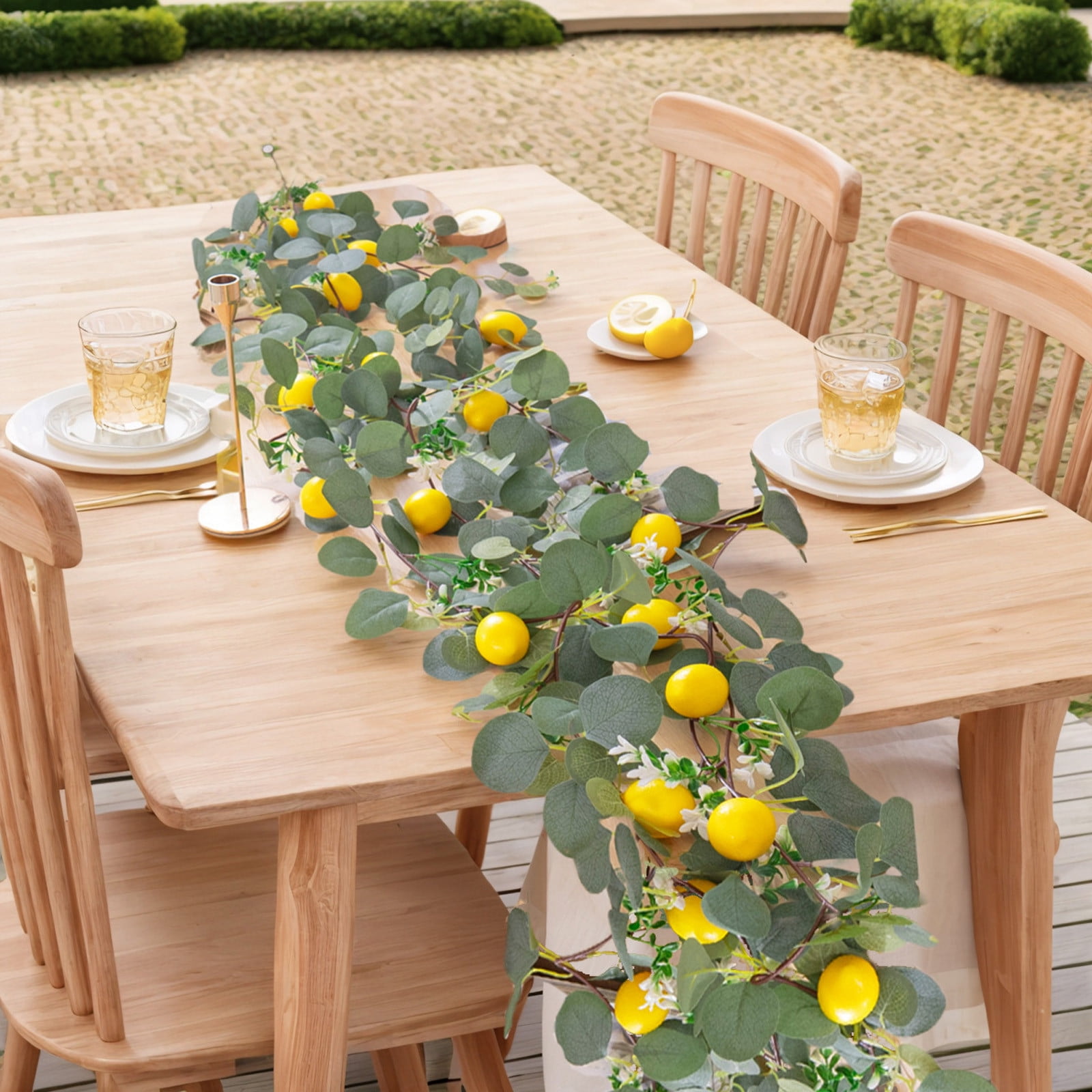 Fufafayo under $5 Artificial Lemon Branch Garland, Eucalyptus Leaf Vine ...