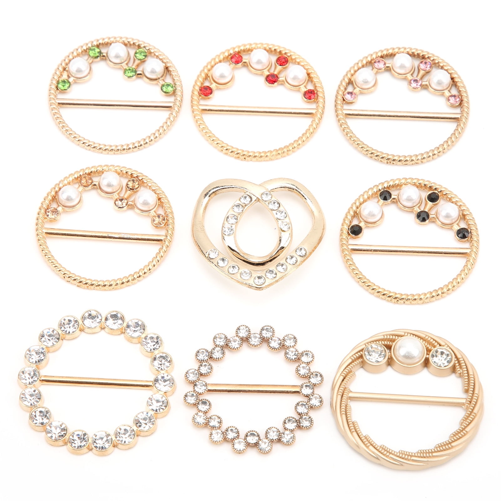 Fugacal Ring Buckle,9Pcs Rhinestone Scarf Buckle Elegant Fashion Shiny ...