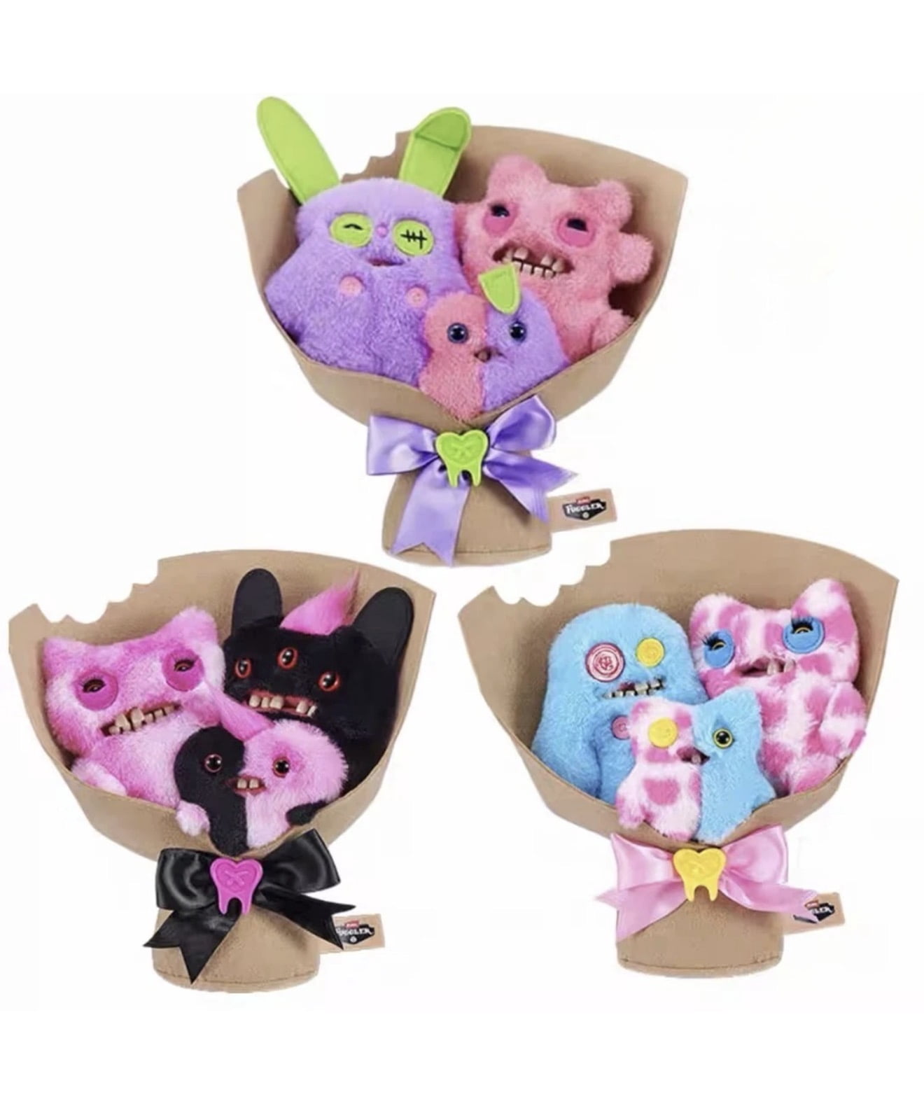 Fuggler Bouquets Funny Ugly Monster Designs Plush Full Set of 3 Count ...