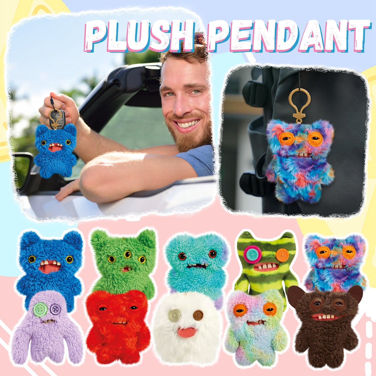 Fuggler Cartoon Ugly Monster Keychain, Popular Fuggler 3.9” Plush ...