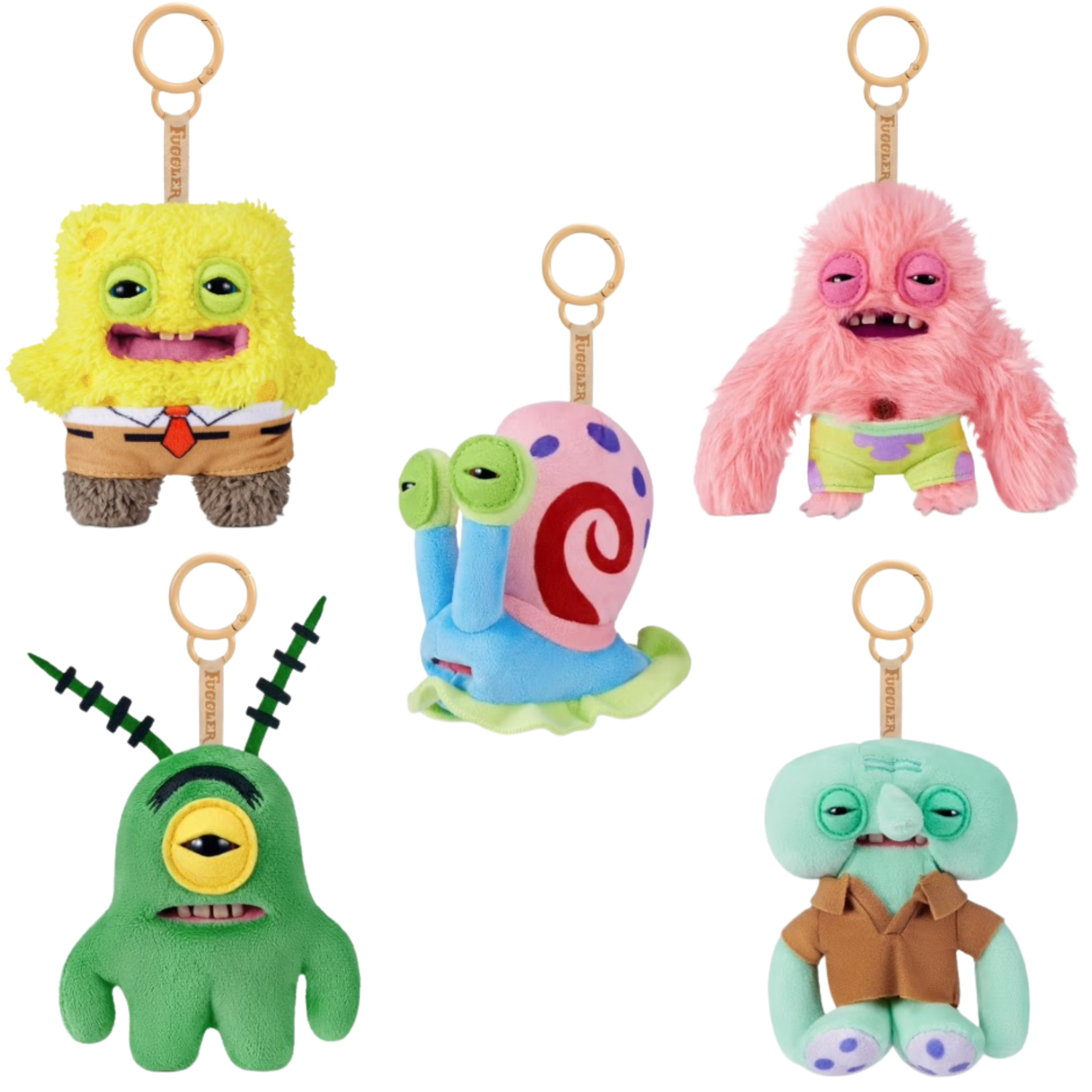 Fuggler SpongeBob 5-Inch Plush Keyring Set of 5 (Spongebob, Patrick ...