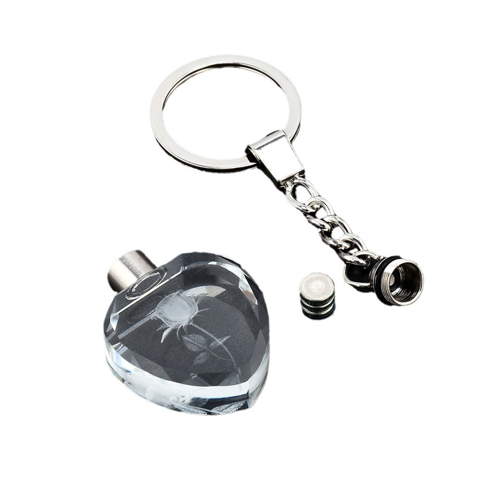 Fugit Clearance Acrylic Heart Shaped Rose Keychain Colorful Luminous ...