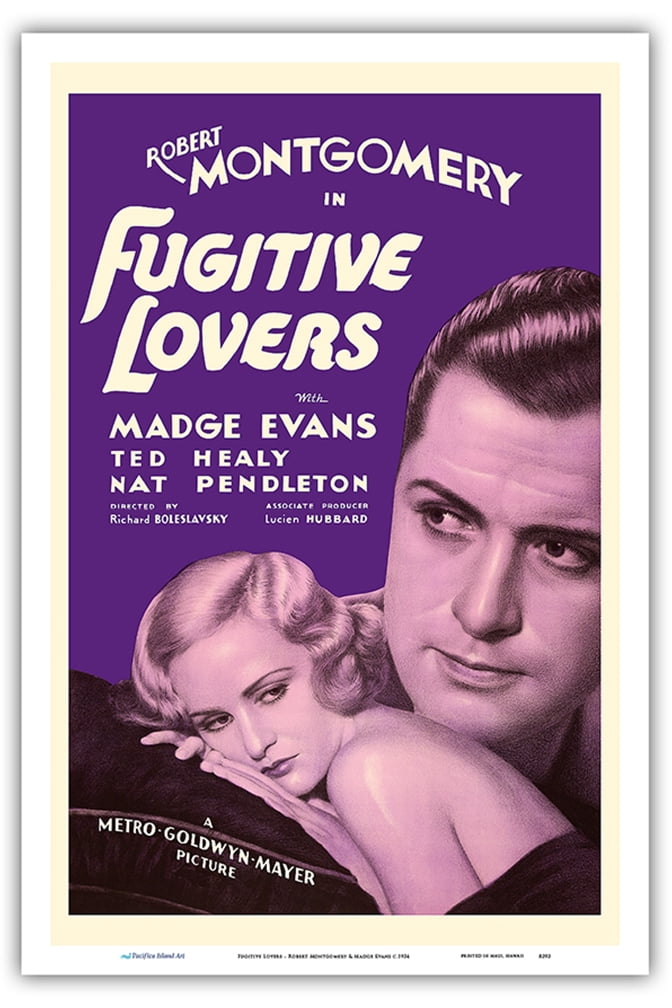 Fugitive Lovers - Starring Robert Montgomery & Madge Evans - Vintage Film Movie Poster c.1934 ...