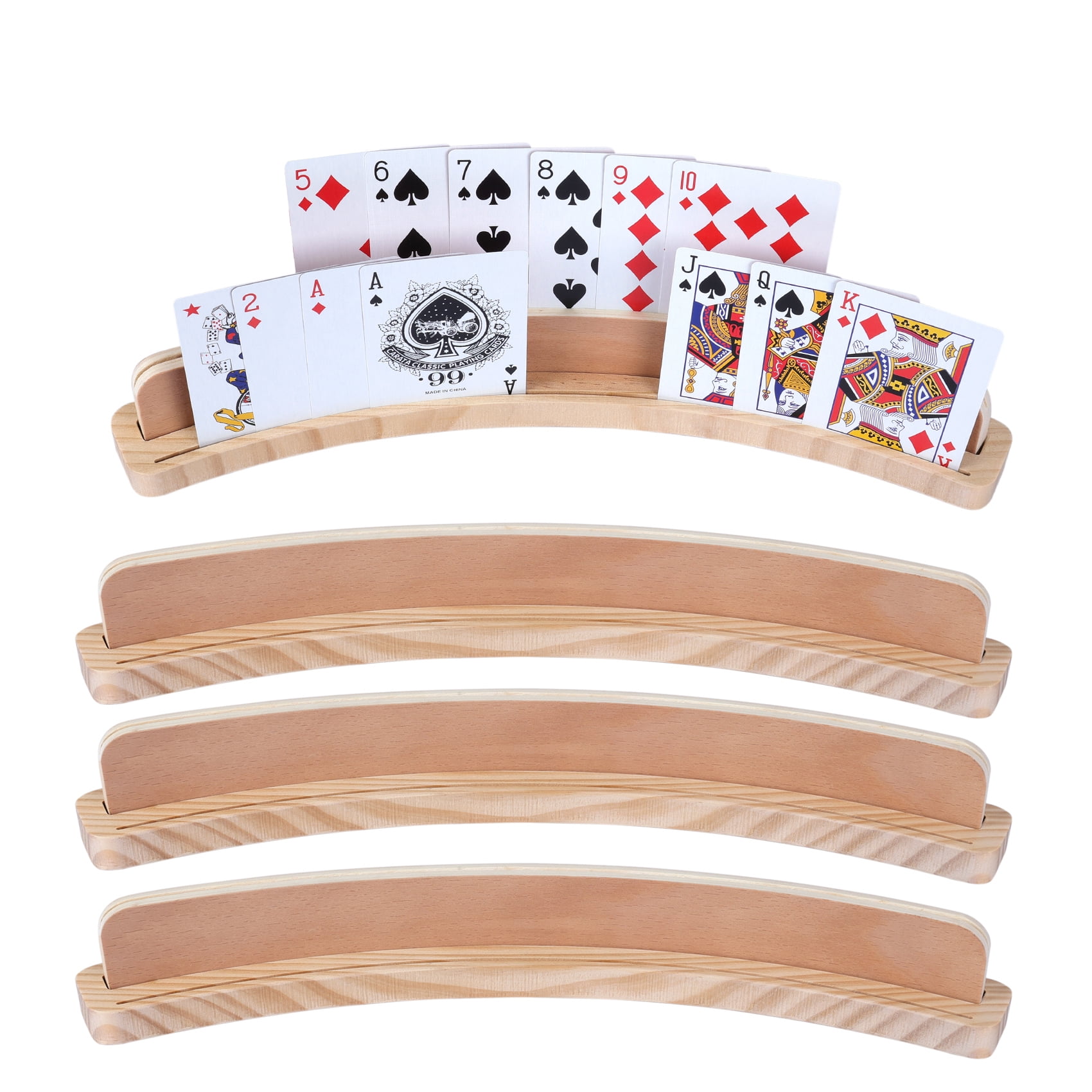 Fugocen Curved Wooden Playing Card Holder for Adults Seniors Kids for ...