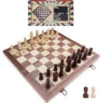 KiddiTouch 15 inch Magnetic Wooden Chess Set 2 in 1 Folding Chess Board ...