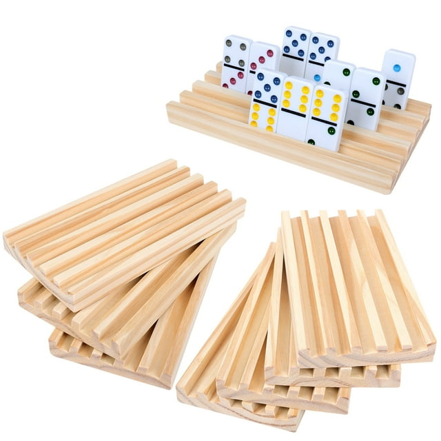 Fugocen Wood Domino Racks Set of 8 Trays Holders for Mexican Train ...