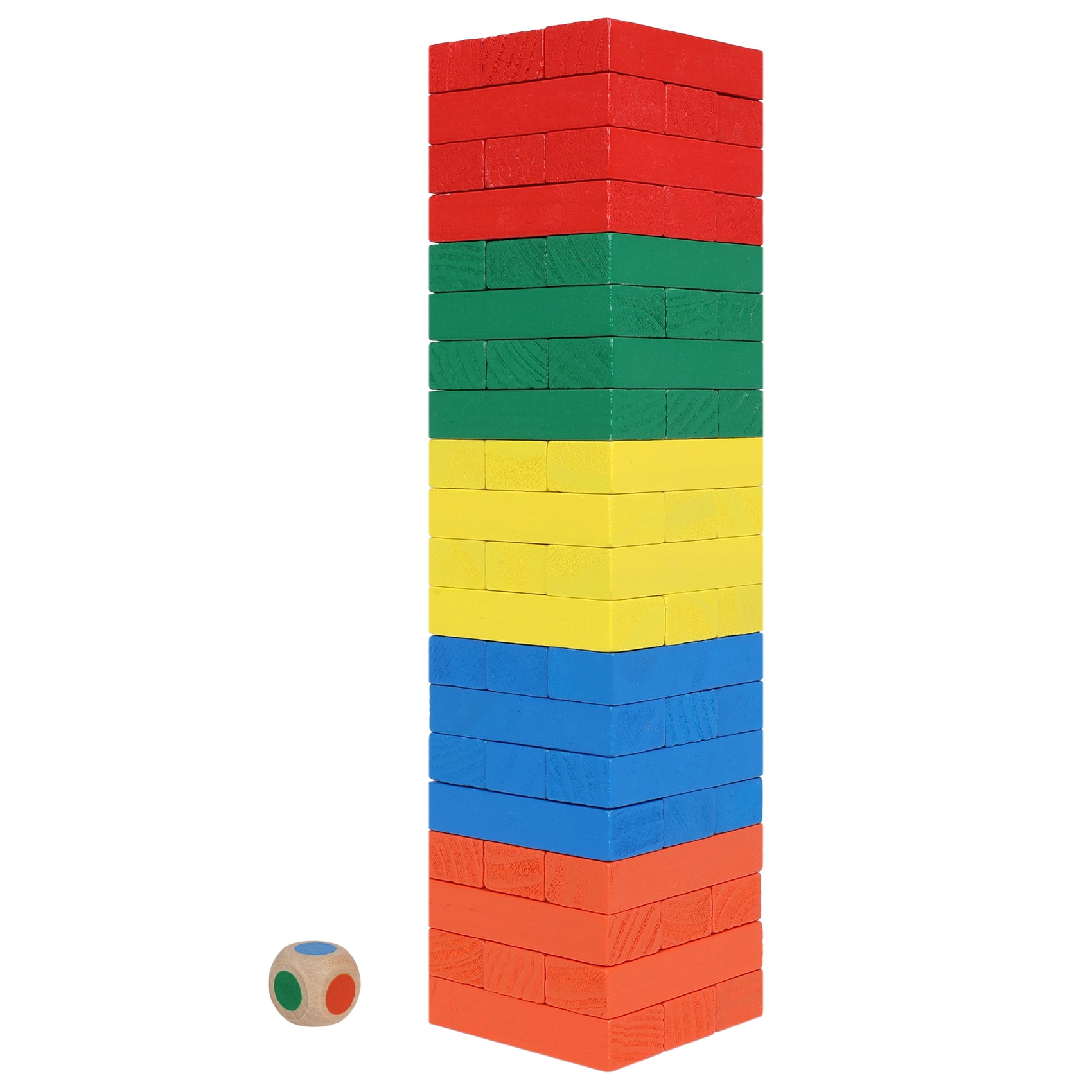 Fugocen Wooden Blocks Stacking Game with Colored Wood 60 Pieces for ...