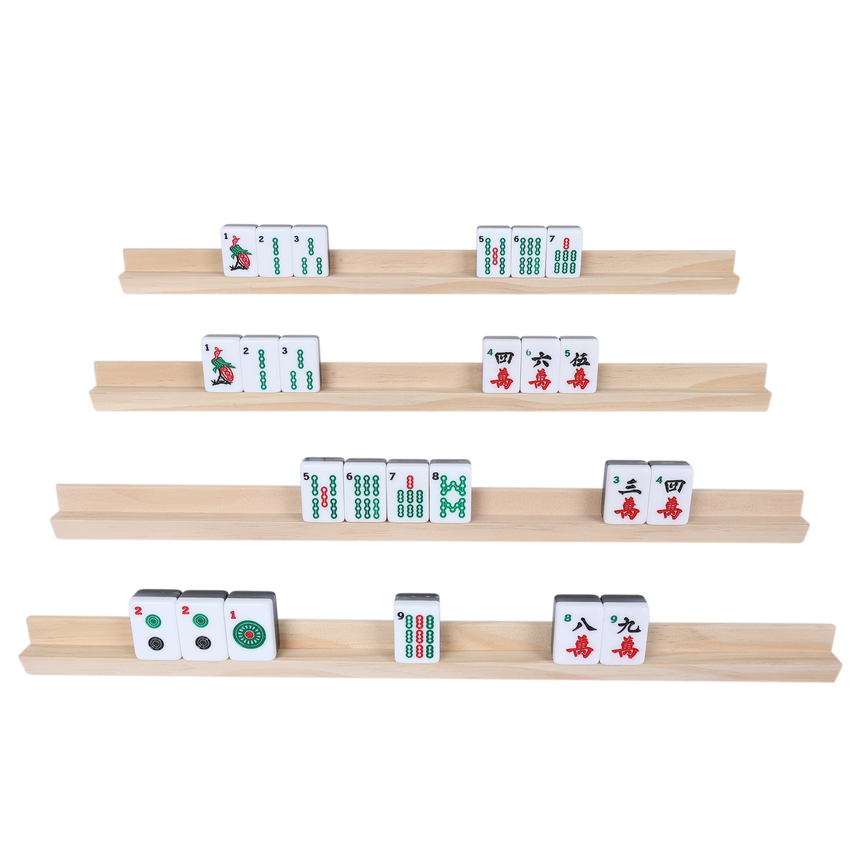Fugocen Wooden Mahjong Racks Set of 4 Racks for Mahjong, Mexican Train ...