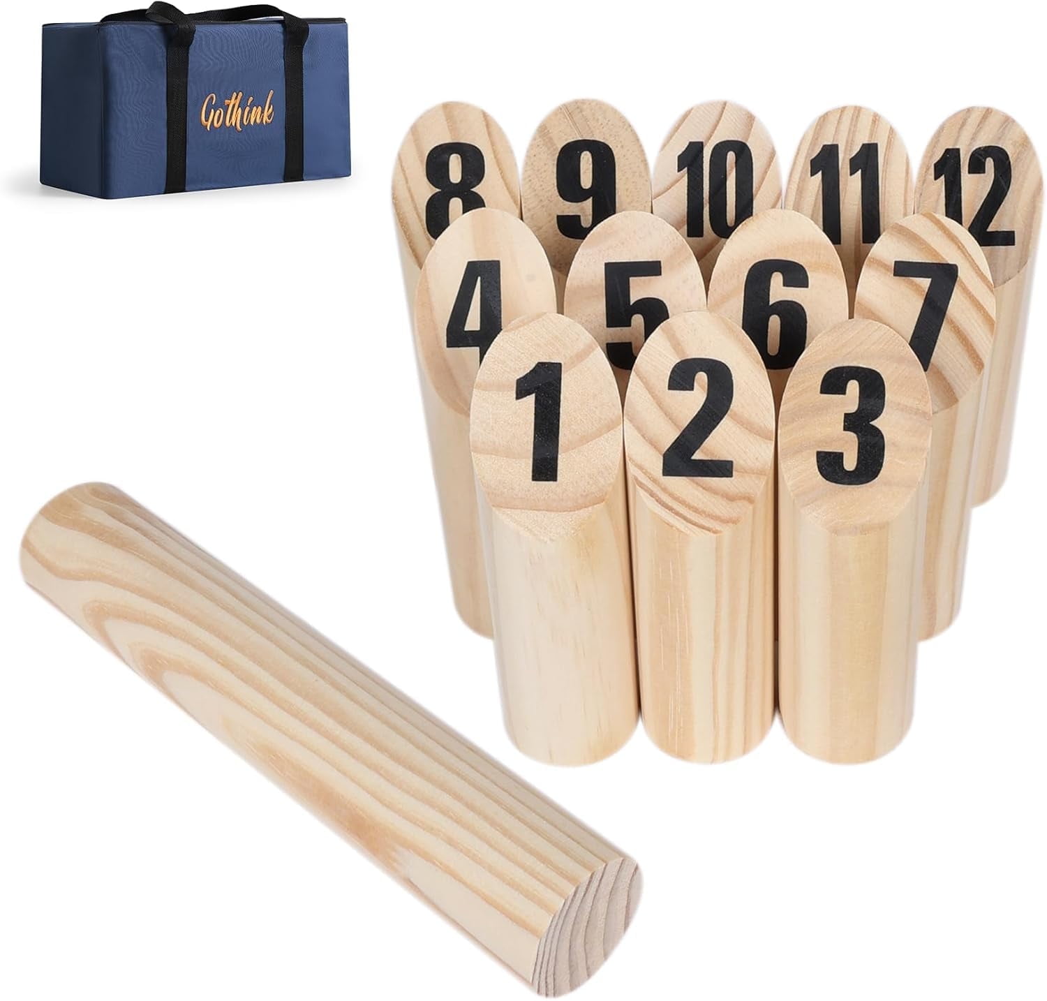 Fugocen Wooden Throwing Game - 12 Numbered Block Toss Game Set with ...
