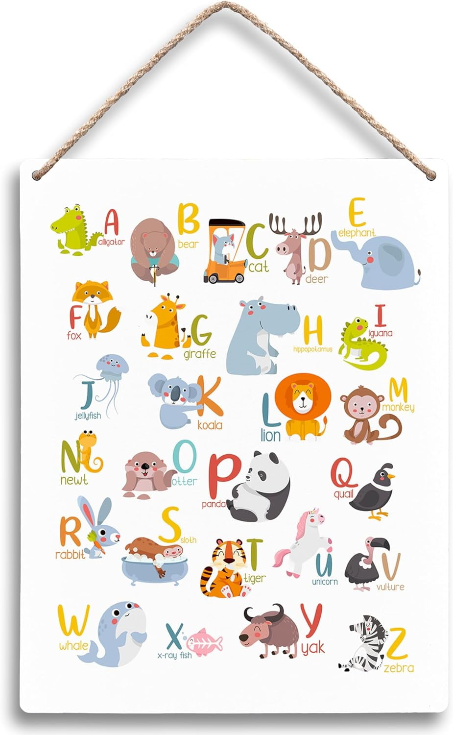 Fugwn Animals Alphabet Chart Hanging Wooden Signs 8X10, Animal Nursery ...