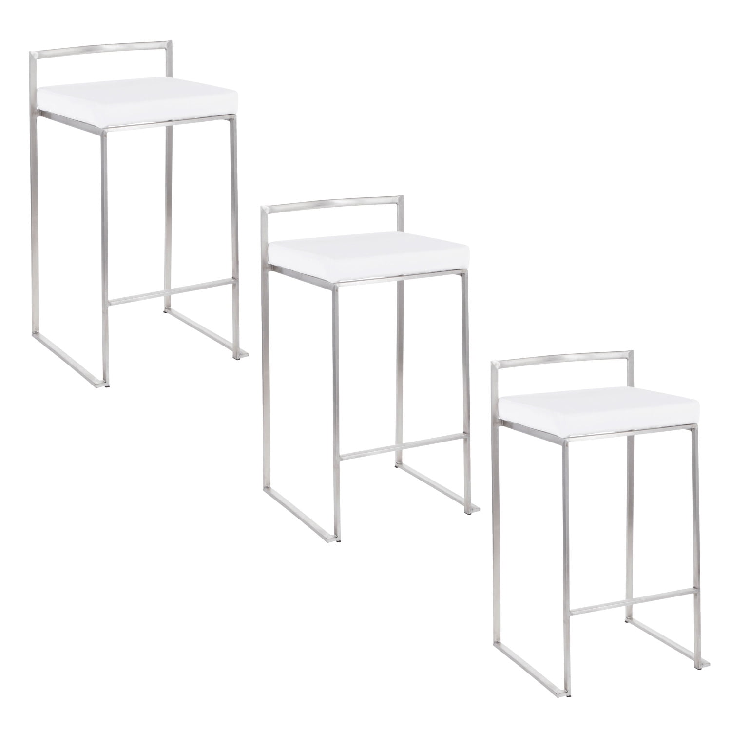 Fuji 26" Contemporary Stackable Counter Stool In Stainless Steel With ...