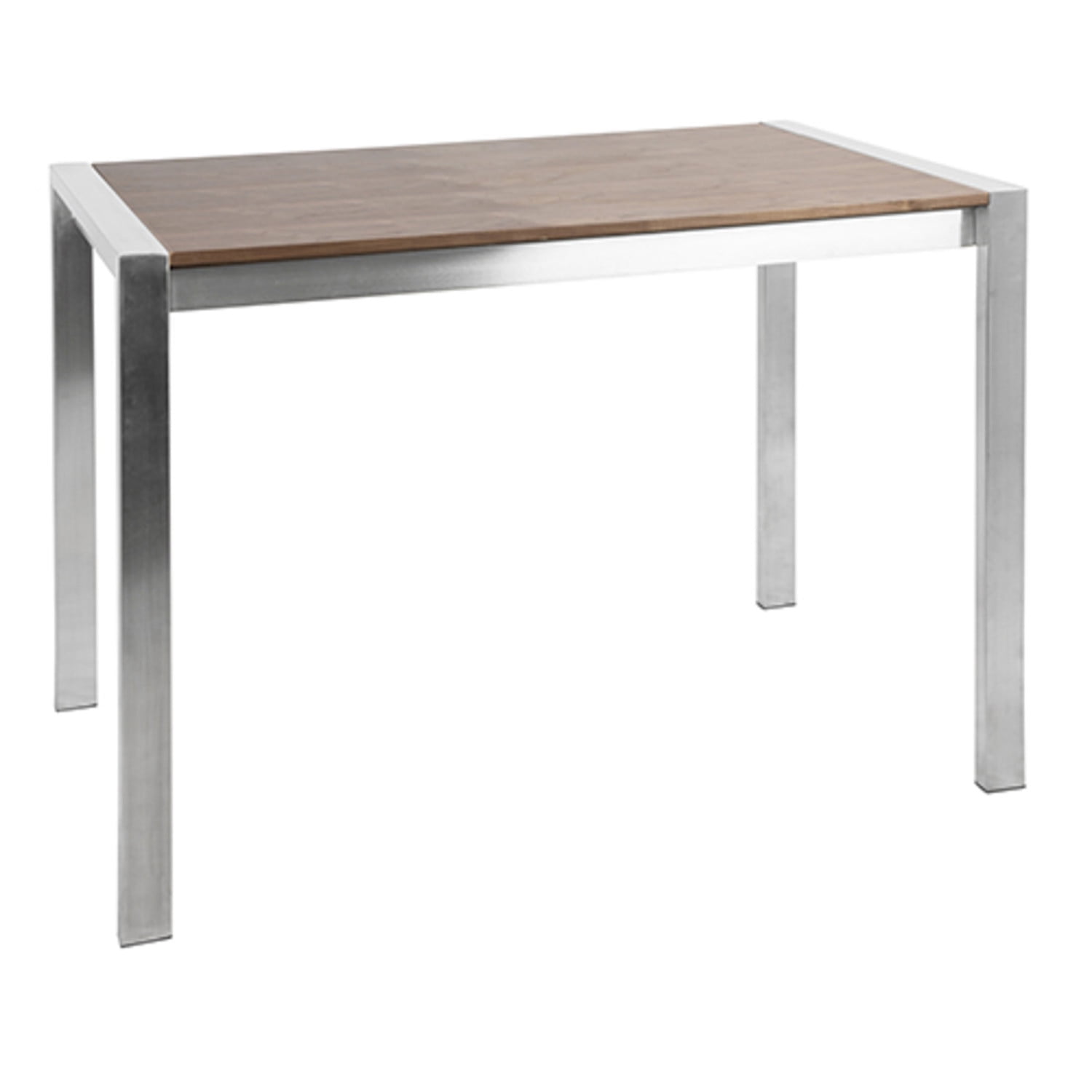Fuji Contemporary Counter Table In Brushed Stainless Steel And Walnut ...
