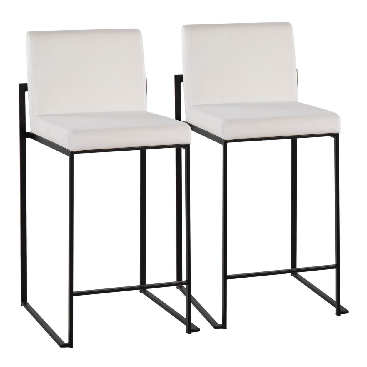 Fuji Contemporary High Back Counter Stool In Black Steel And White ...