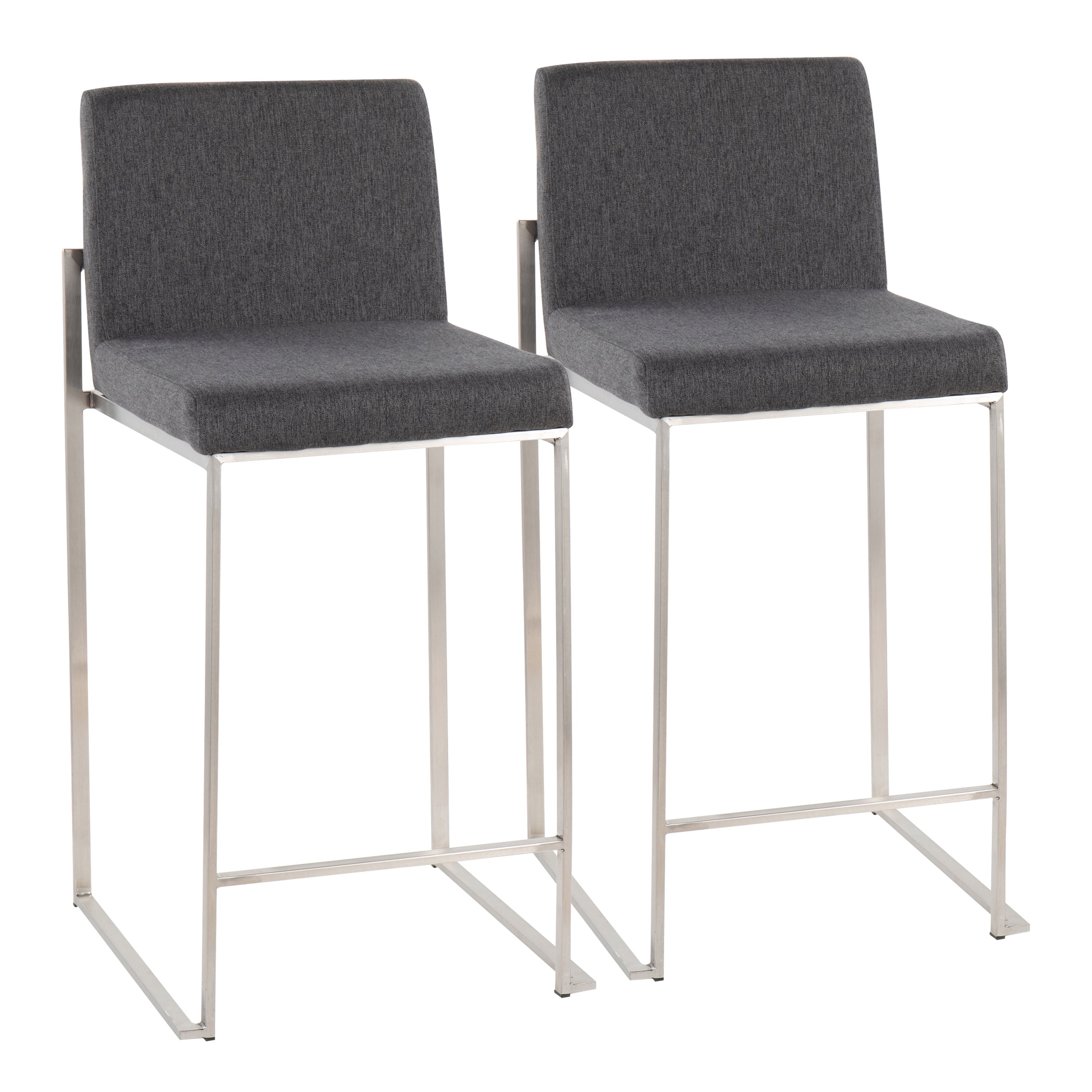 Fuji Contemporary High Back Counter Stool in Stainless Steel and ...