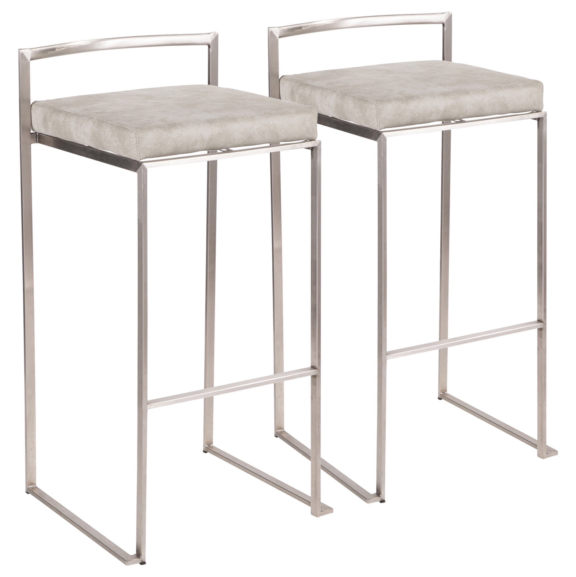Fuji Contemporary Stackable Barstool in Stainless Steel with Light Grey ...
