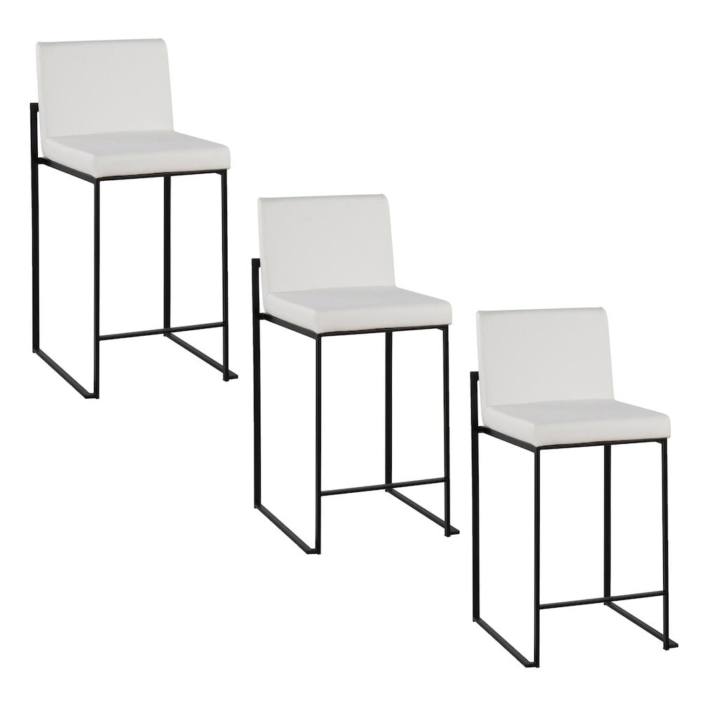 LumiSource Fuji High Back 26" Fixed-Height Counter Stool - Set of 3 ...