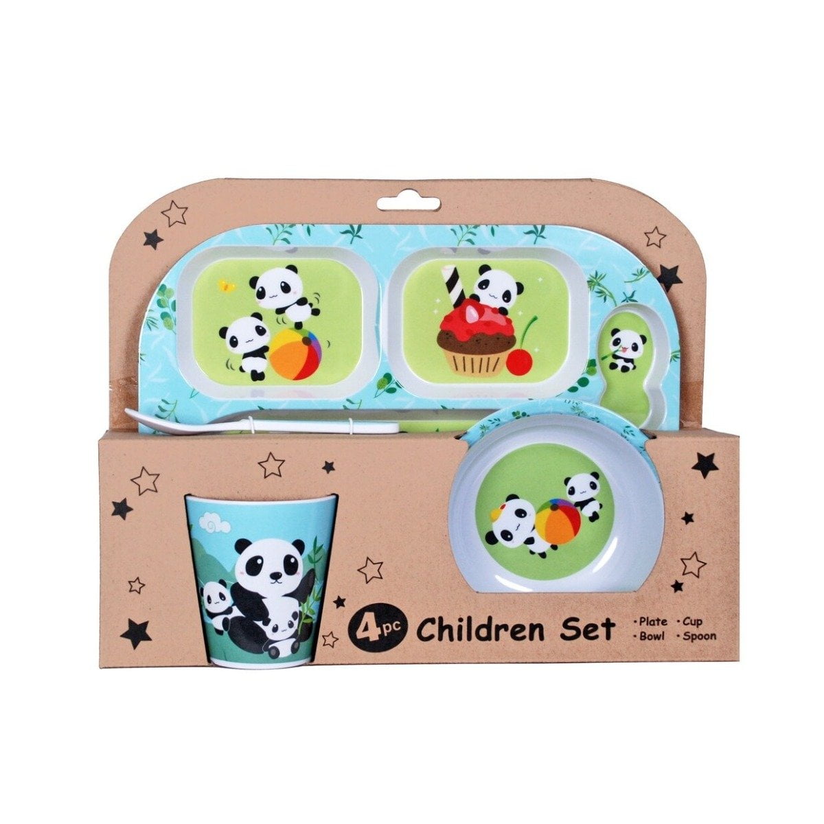 Fuji Merchandise 4-Piece Melamine Children's Dinnerware Set | Panda ...