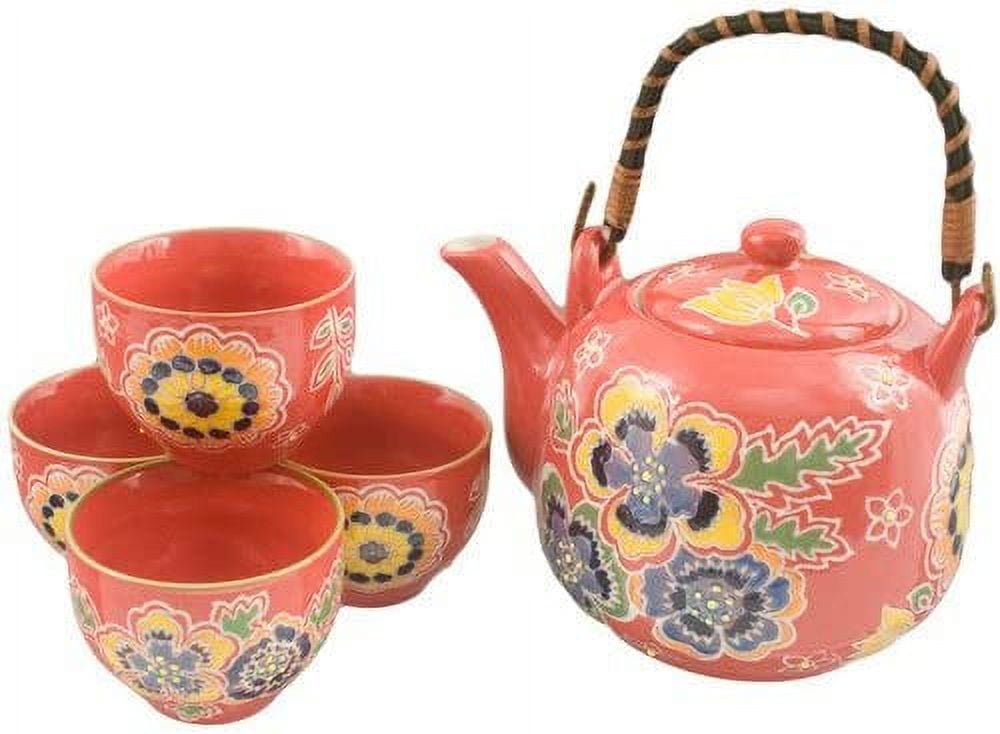 Fuji Merchandise Japanese Style Tea Pot Set | 25fl. oz Tea Pot, 4 cups ...