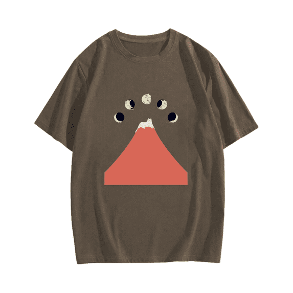 Fuji Mountain Cat Moon Cotton casual T-shirt - Walmart.com