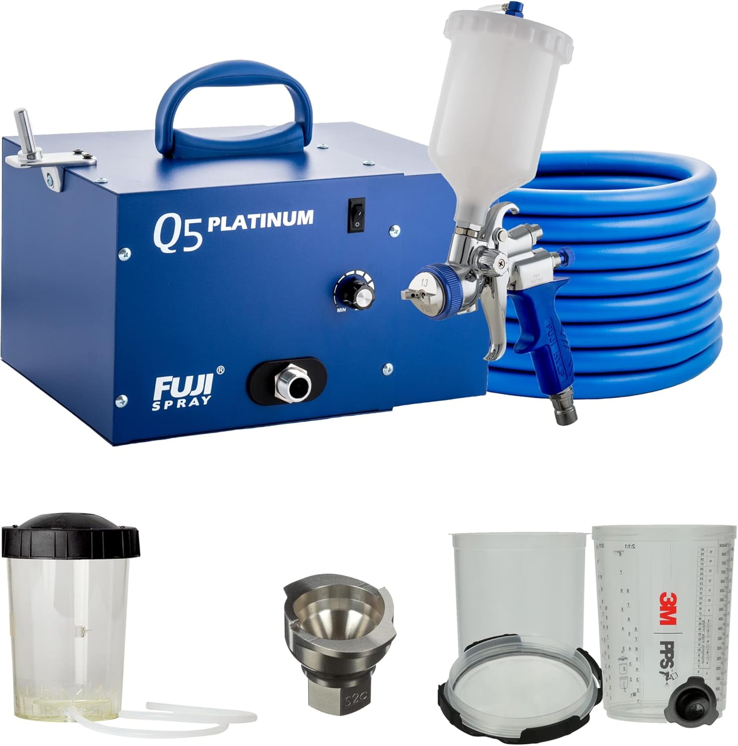 Fuji Spray Q5 PLATINUM Gravity Feed HVLP Spray System with 3M PPS 2.0 Kit, Large H/O 28oz Cup ...