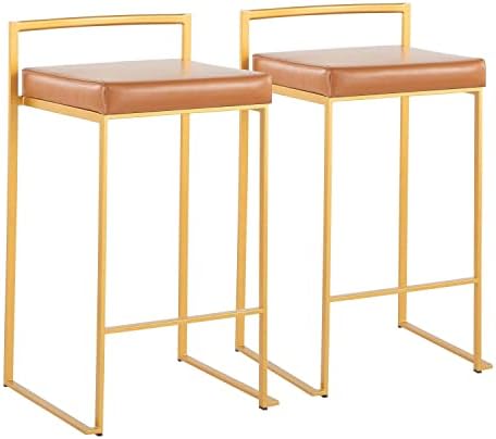 Fuji Stacker Counter Stools for Kitchen Counter in Gold Metal, Counter ...