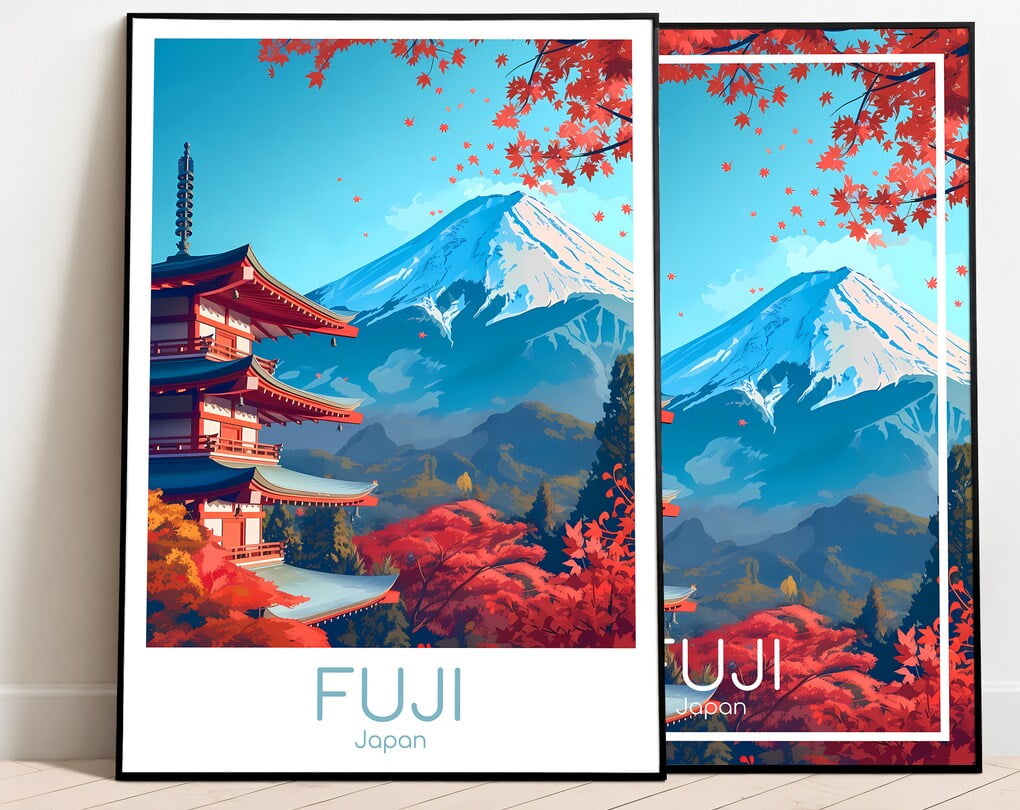 Fuji Travel Poster Fuji Poster Wall Art Japan Vintage Poster Fuji Travel Poster Gift Fuji Print ...