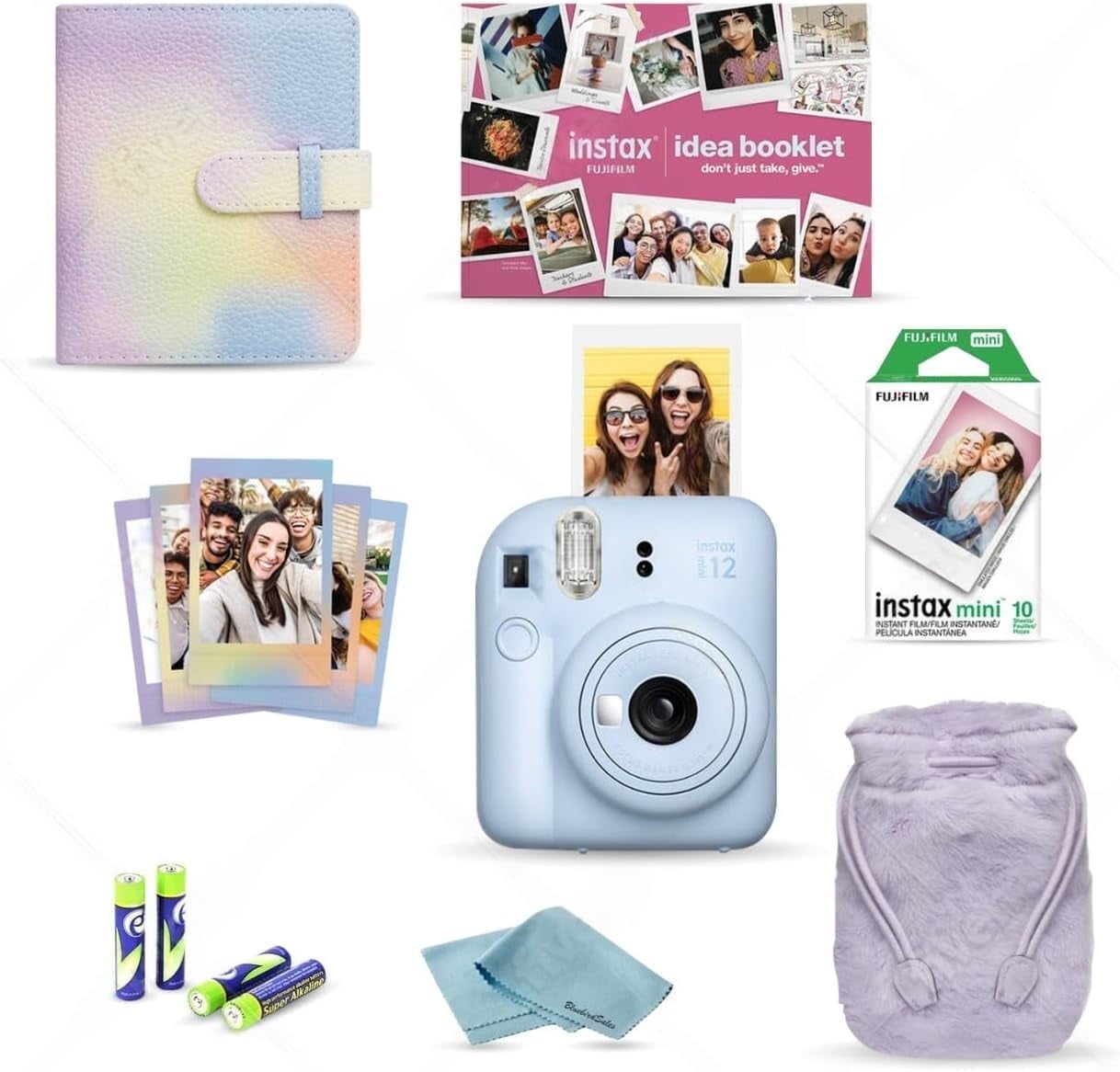 Fujifilm Instax Mini 12 Holiday Bundle with 4 AA Battery Pack ...