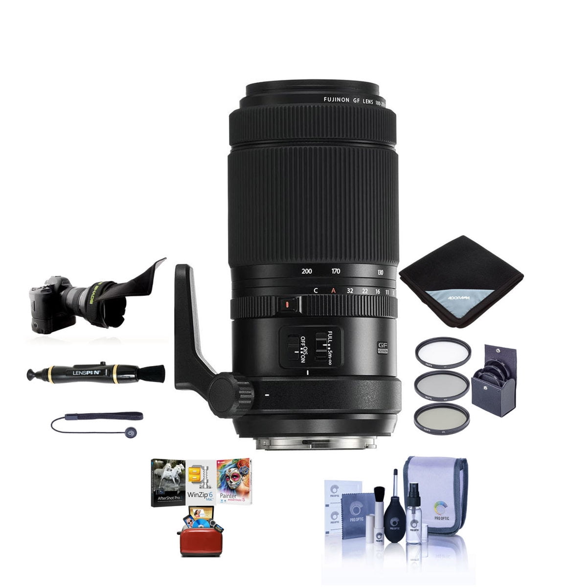 Fujifilm GF 100-200mm f/5.6 R LM OIS WR Lens, Bundle with ProOptic 67mm ...