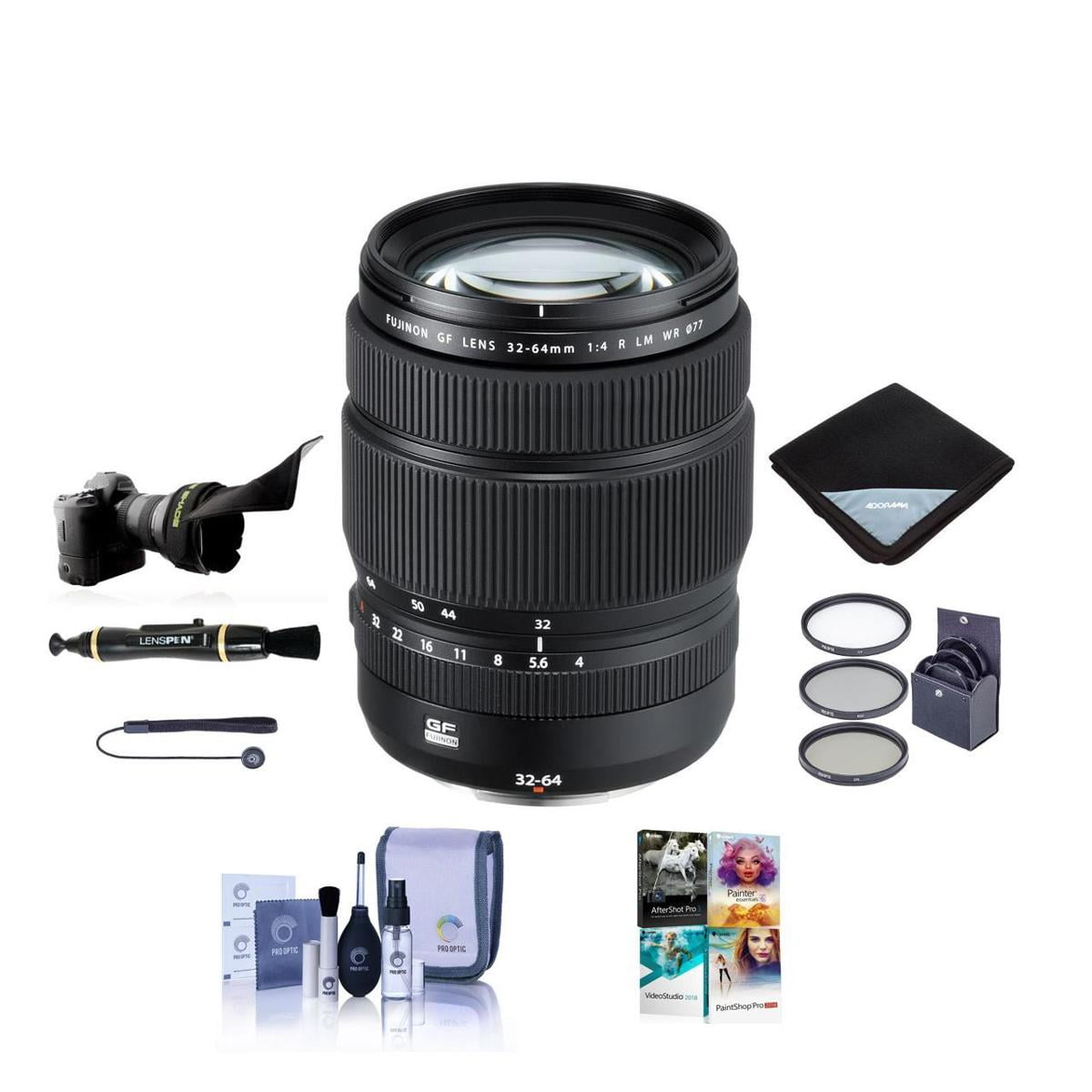 Fujifilm GF 32-64mm f/4 R LM WR Lens, Bundle with ProOptic 77mm Filter ...