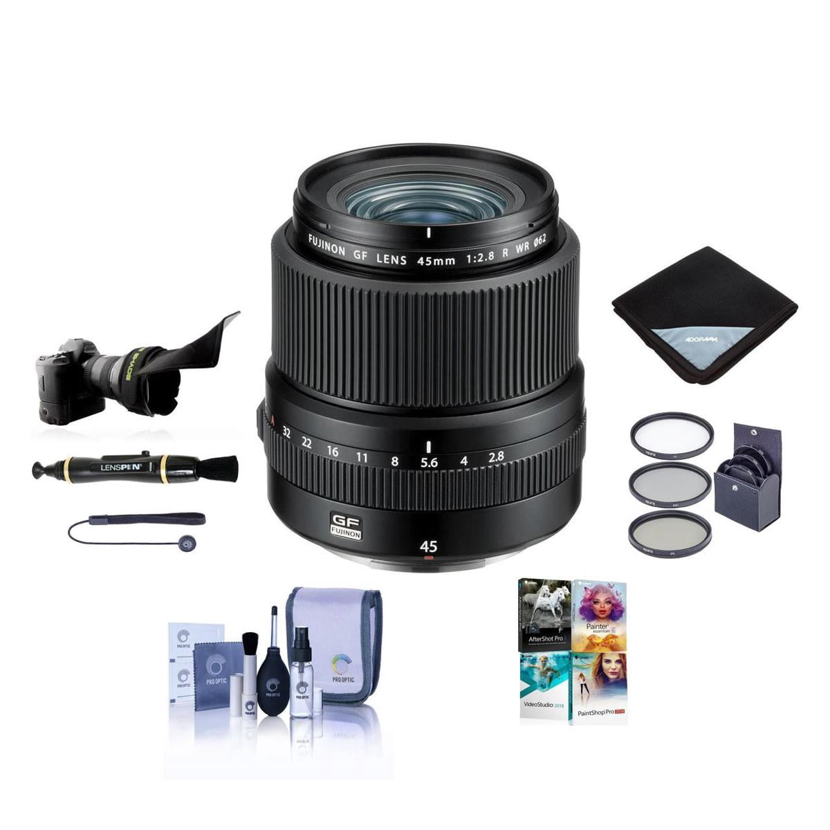 Fujifilm GF 45mm f/2.8 R WR Lens, Bundle with ProOptic 62mm Filter Kit ...