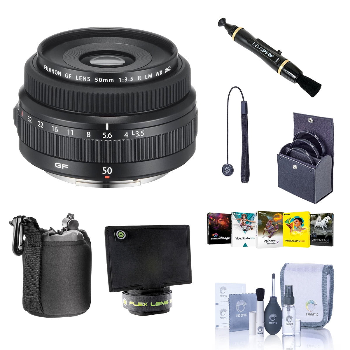 Fujifilm GF 50mm f/3.5 R LM WR Lens, Bundle with ProOptic 62mm Filter ...