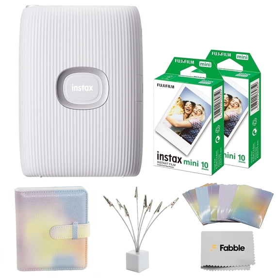 Fujifilm INSTAX Mini Link 2 Smartphone Printer (Clay White) Bundle with ...