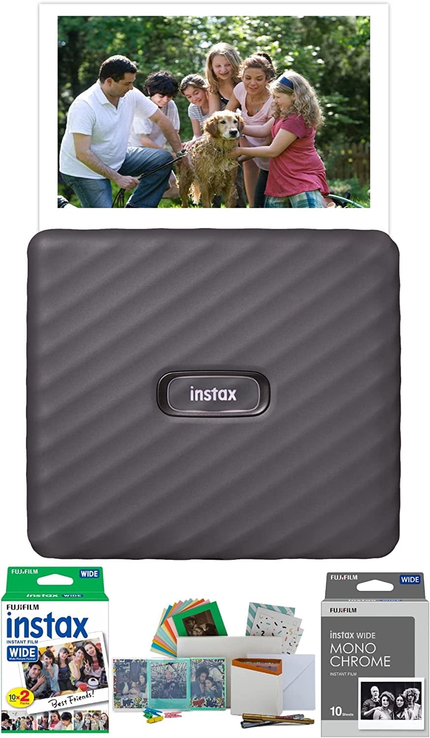 Fujifilm Instax Link Wide Instant Smartphone Photo Printer, Gray Deluxe ...