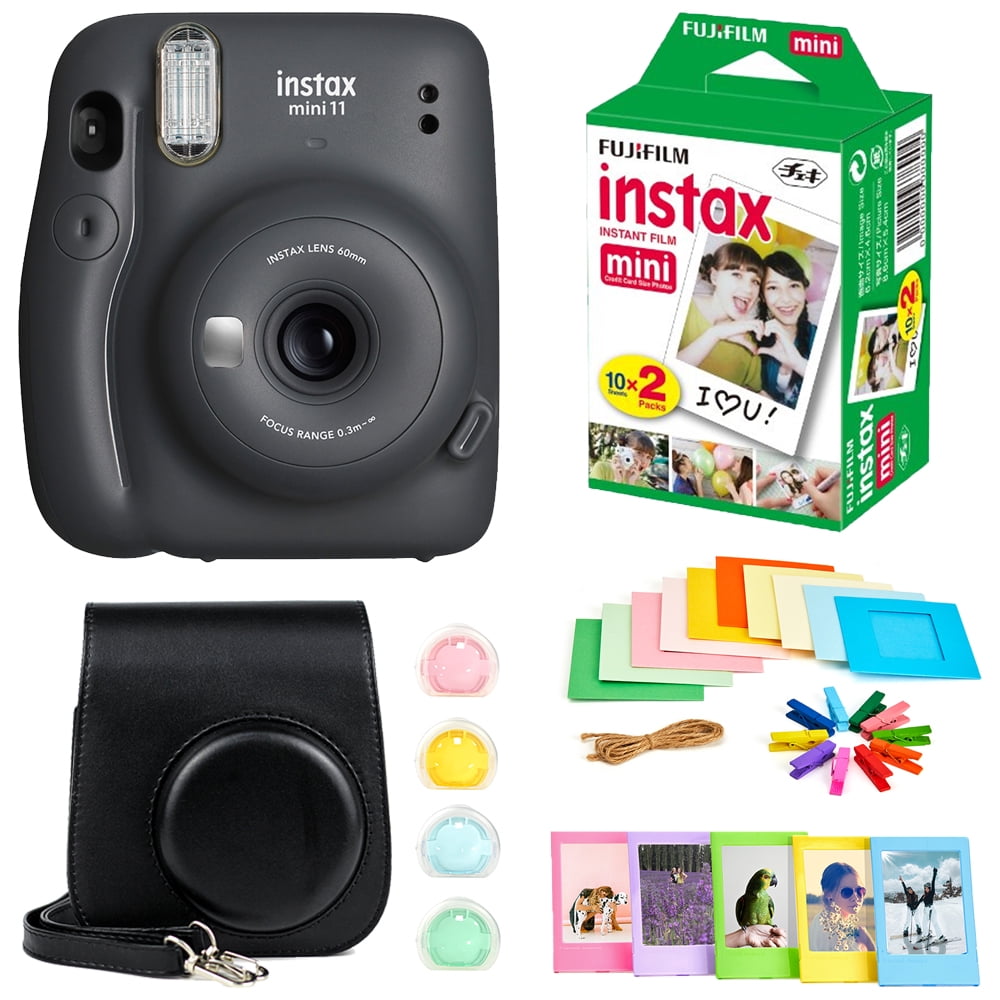 Fujifilm Instax Mini 11 Instant Camera with Film, Charcoal Gray - Case ...