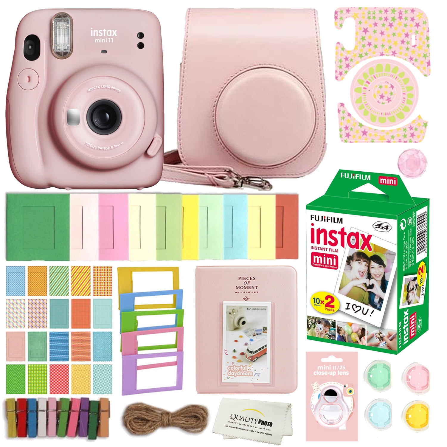 Fujifilm Instax Mini 11 Instant Camera Set - Blush Pink with Case, 20 ...
