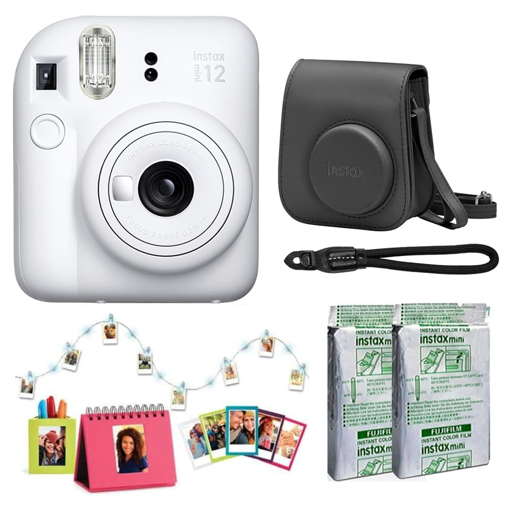 Fujifilm Instax Mini 12 Instant Camera Accessory Kit (Clay White) with ...