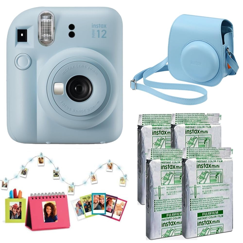 Fujifilm Instax Mini 12 Instant Camera Accessory Kit (Pastel Blue) with ...