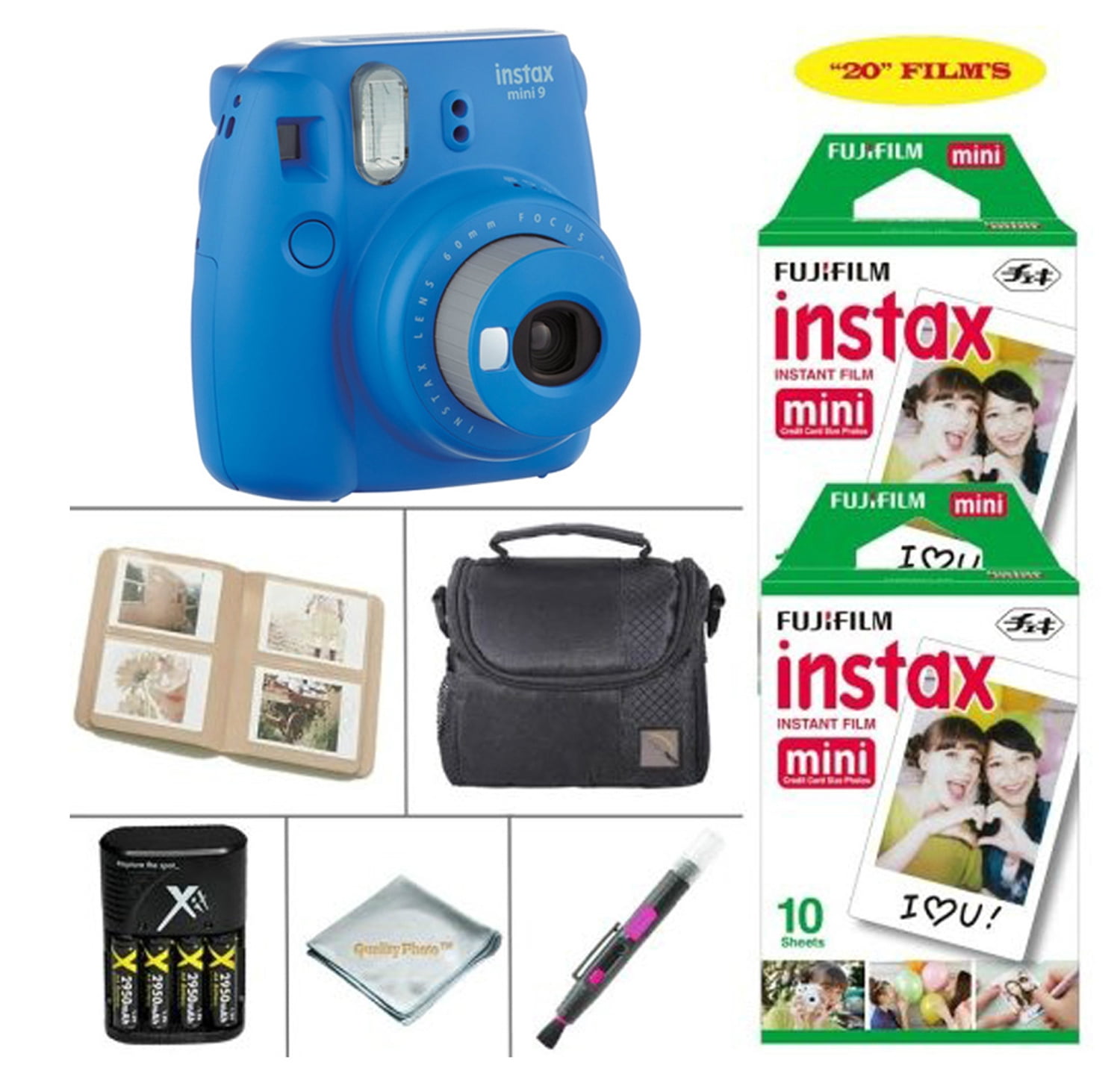 Fujifilm Instax Mini 9 Cobalt Blue Camera + Accessory kit for Fujifilm ...