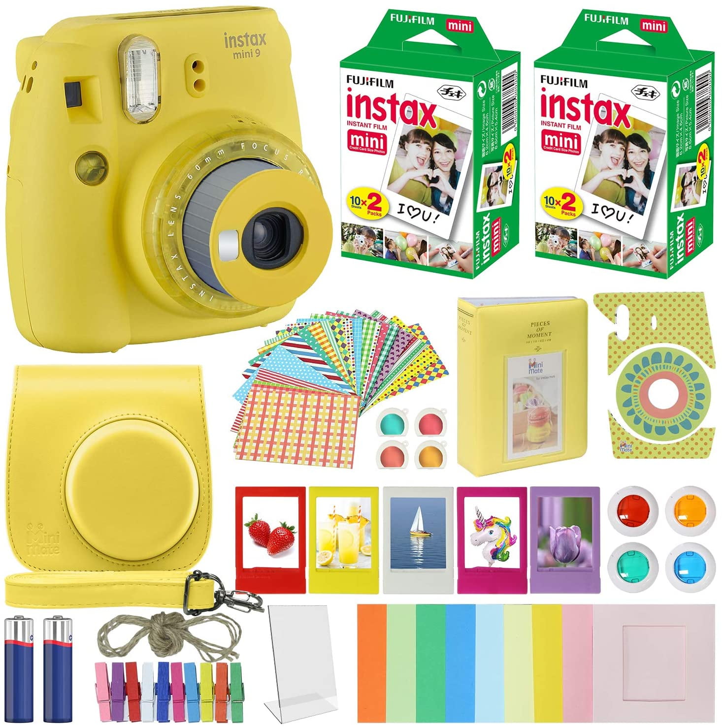 Fujifilm Instax Mini 9 Fuji Instant Film Camera Clear Yellow + 40 Film ...
