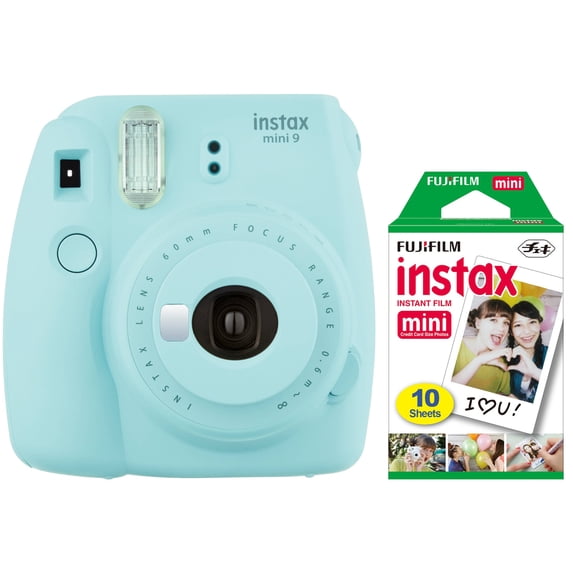 Fujifilm Instax Mini 9 Camera (Ice Blue) with Macro Lens, Selfie Mirror ...