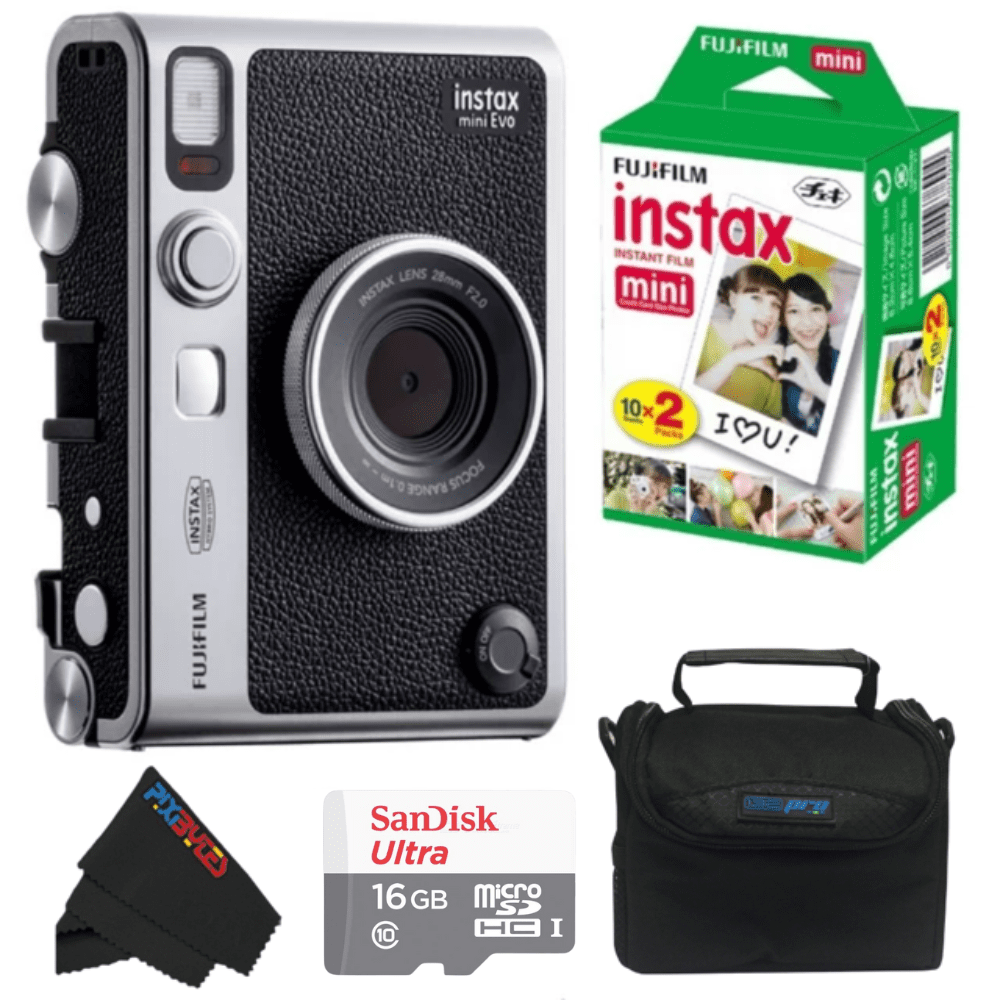 Fujifilm Instax Mini EVO Hybrid Black Instant Camera - Pixi Bundle ...