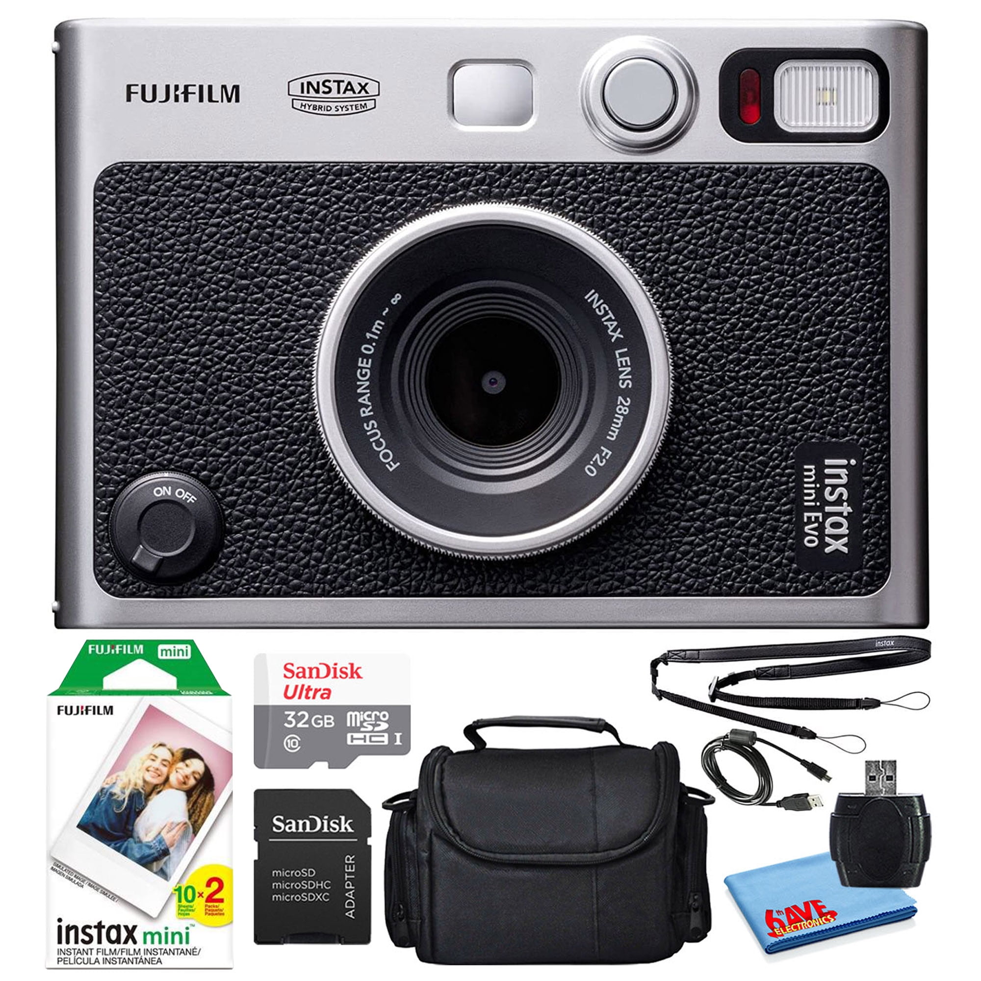 Fujifilm Instax Mini EVO Camera, Instant Film, Black Bundle with 20 ...
