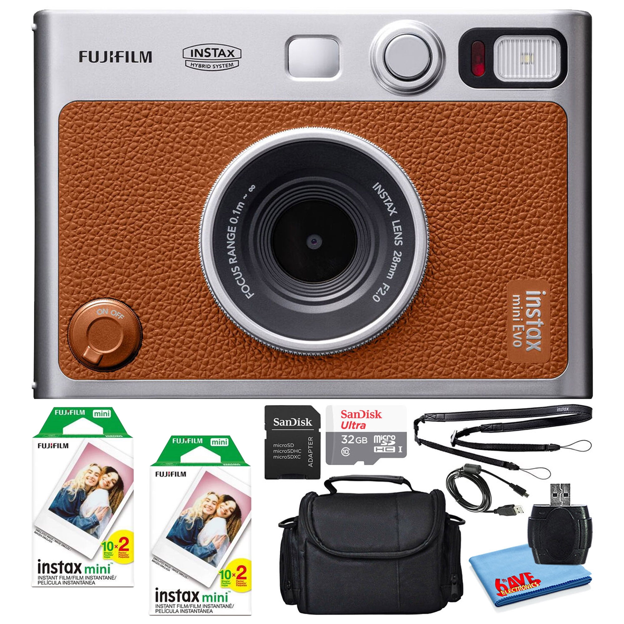 Fujifilm Instax Mini EVO Hybrid Instant Film Camera (Brown) (16812534 ...