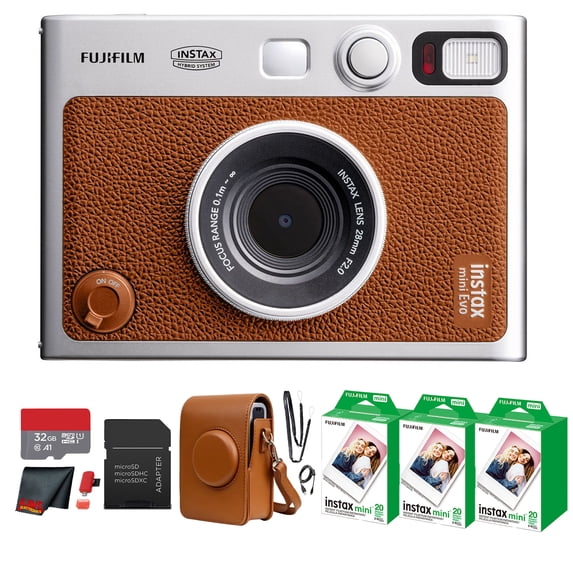 Fujifilm Instax Mini EVO Hybrid Instant Film Camera (Brown) (16812534 ...