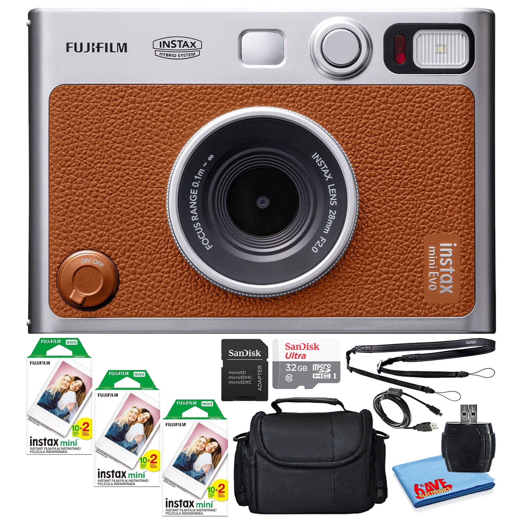 Fujifilm Instax Mini EVO Hybrid Instant Film Camera (Brown) (16812534 ...