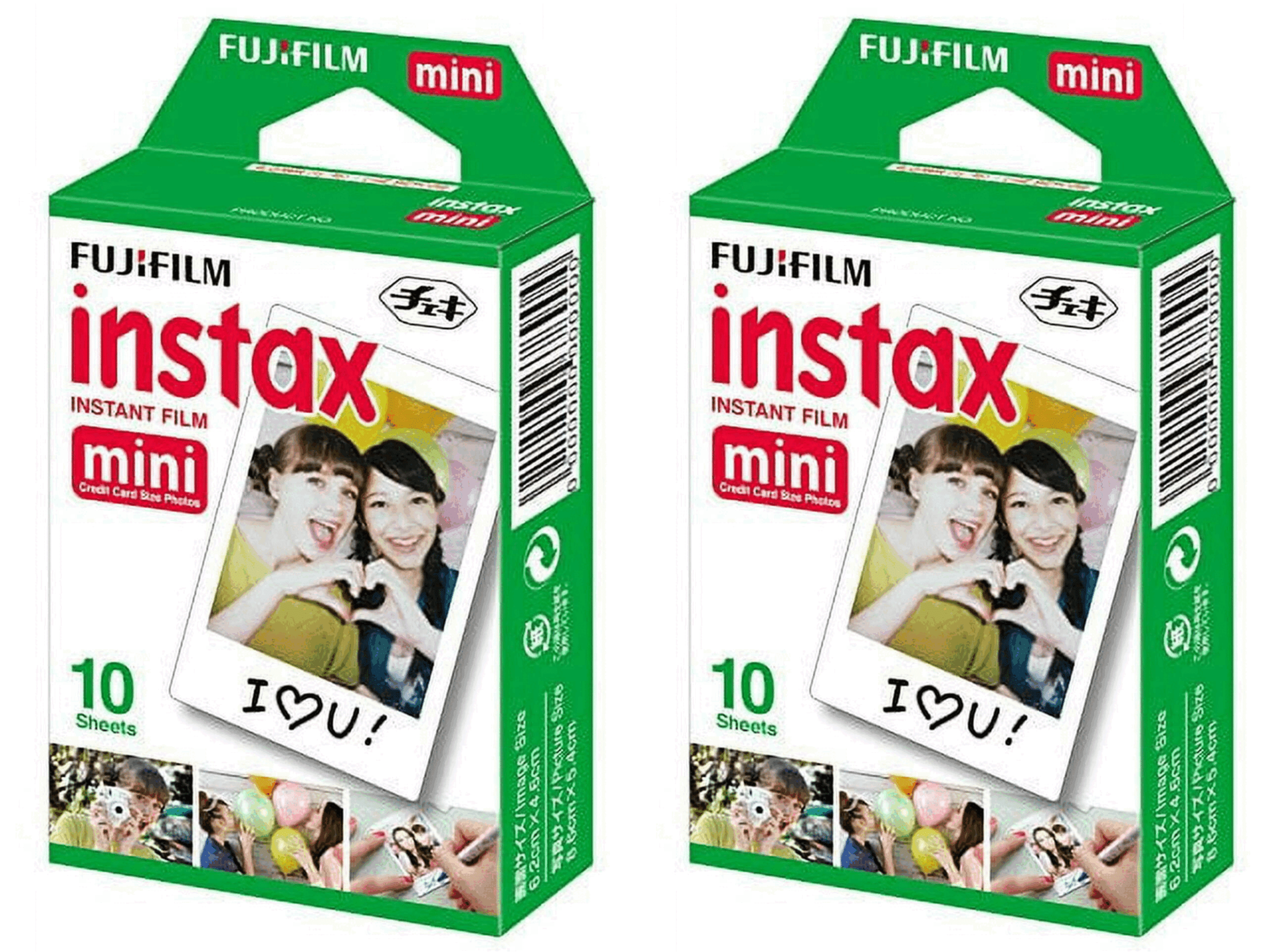 (2 pack) Fujifilm Instax Mini Film Single 62 X 46mm/2.5 X 1.8 inches 10 ...